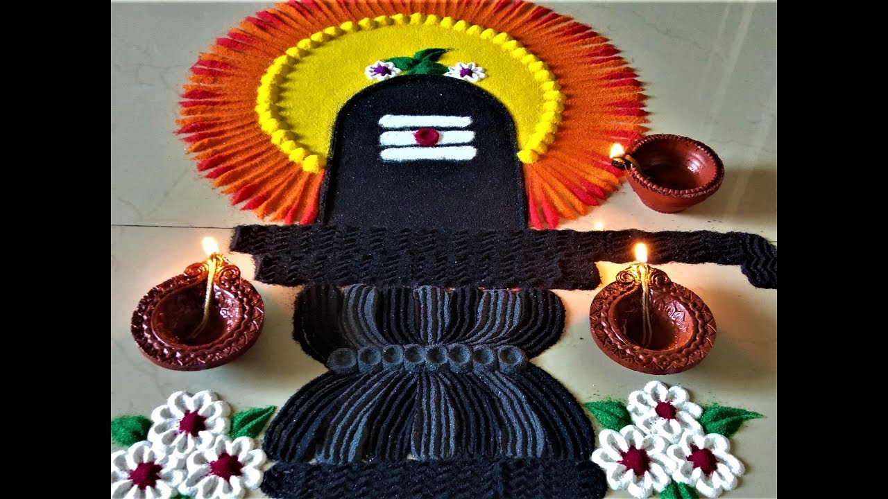 Super Easy and Creative Maha Shivratri Special Rangoli Using Spoon ...
