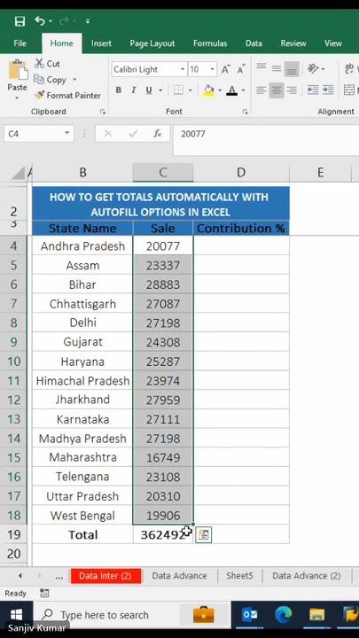 Excel Tips🔥HOW TO GET TOTALS AUTOMATICALLY WITH AUTOFILL OPTIONS IN ...