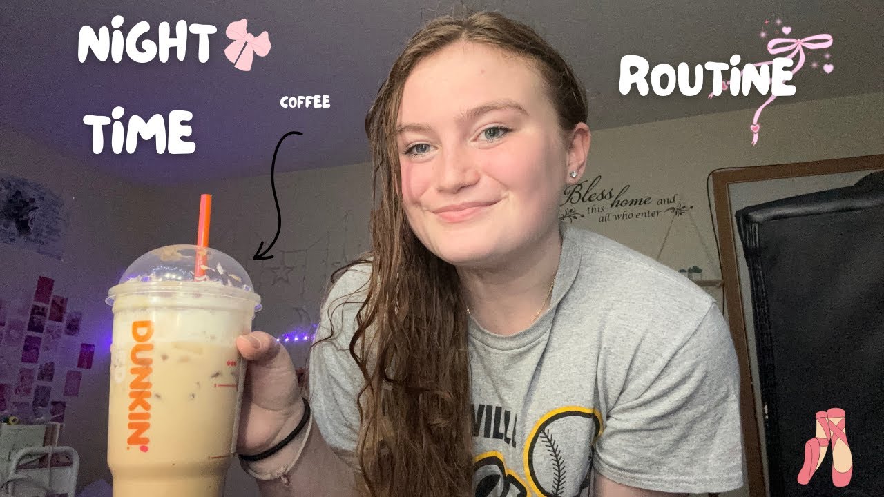 Night time routine * coffee, skincare, girly time, coquette vibes 🎀🩰 ...