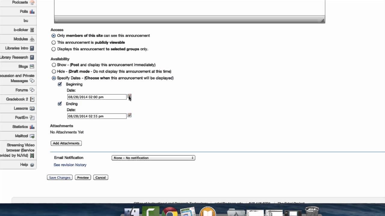 Sakai Tutorial: Edit and Delete Announcements - YouTube