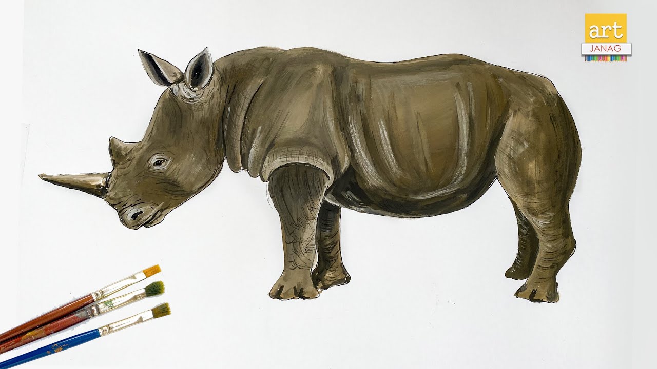 How to Draw Rhinoceros II How to Draw A Rhinoceros II #artjanag - YouTube
