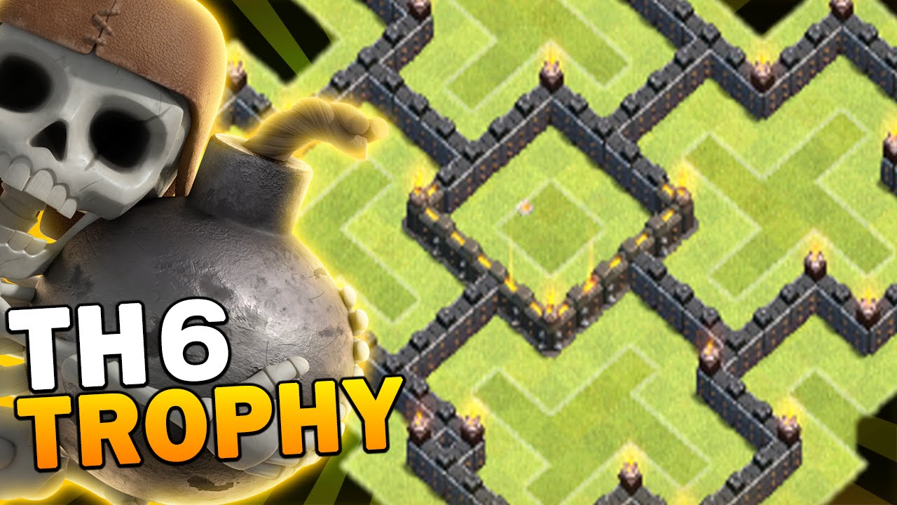 INSANE TH6 TROPHY BASE! PROTECT LOOT & TROPHIES! - YouTube