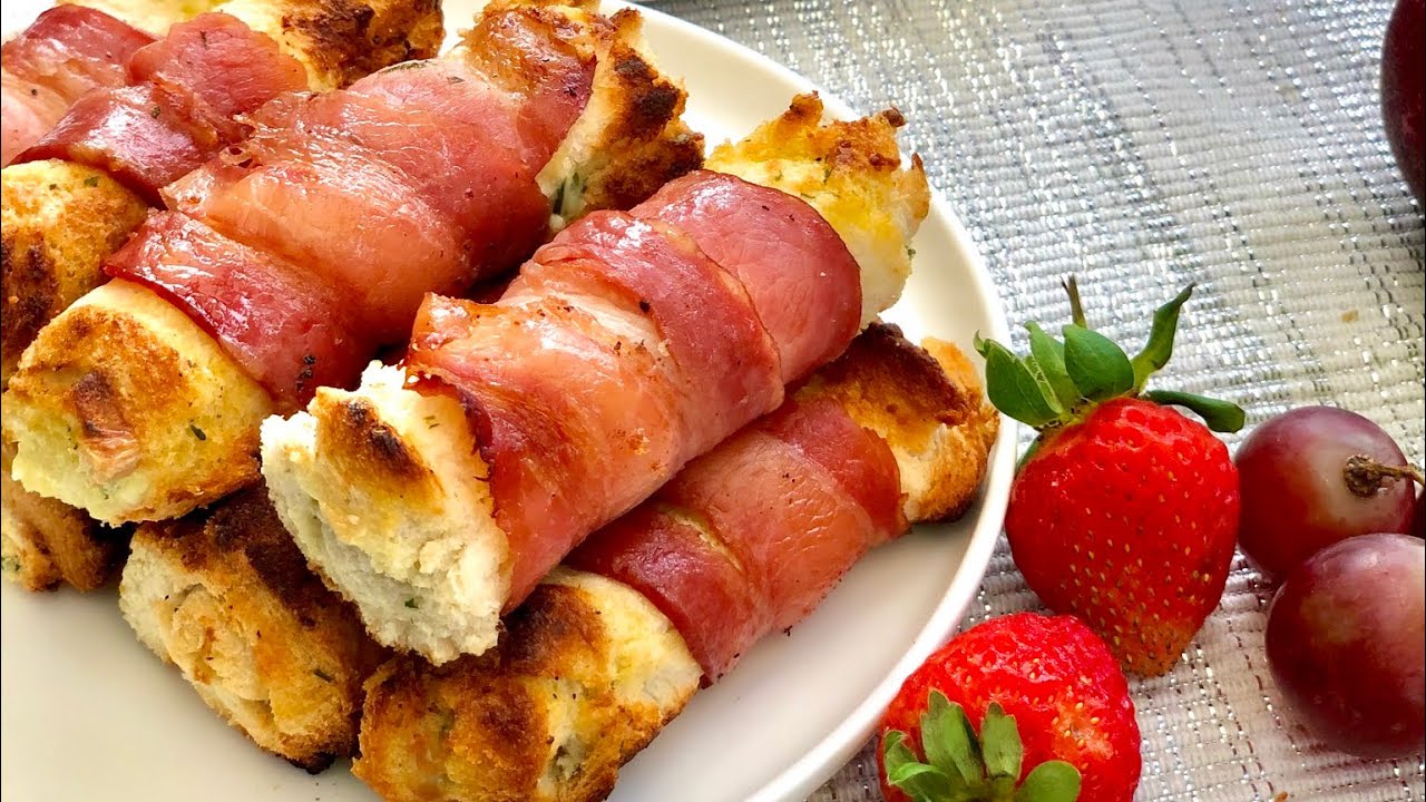 Delicious Bacon wrapped bread and cream cheese in minutes. - YouTube