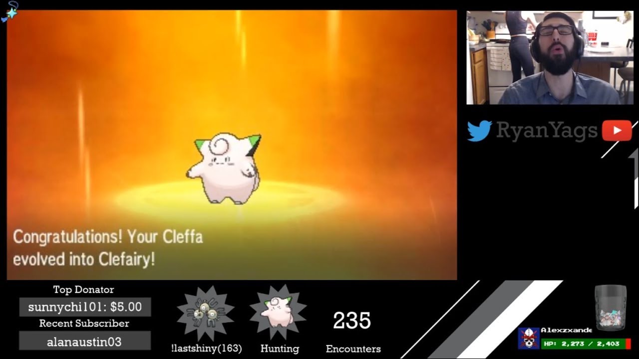 Shiny Cleffa via SOS evolves into Clefairy in Pokemon Sun and Moon ...