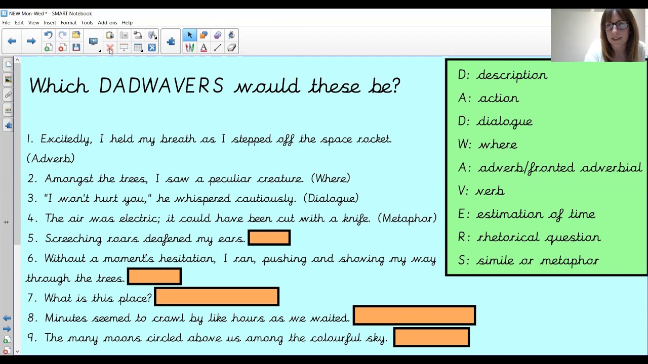 Starting sentences in different ways with DADWAVERS (Year 5) - YouTube