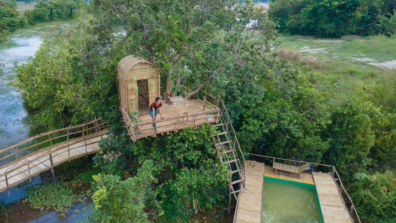 Girl Build The Most Beautiful Tree House with Decoration Sitting Area ...