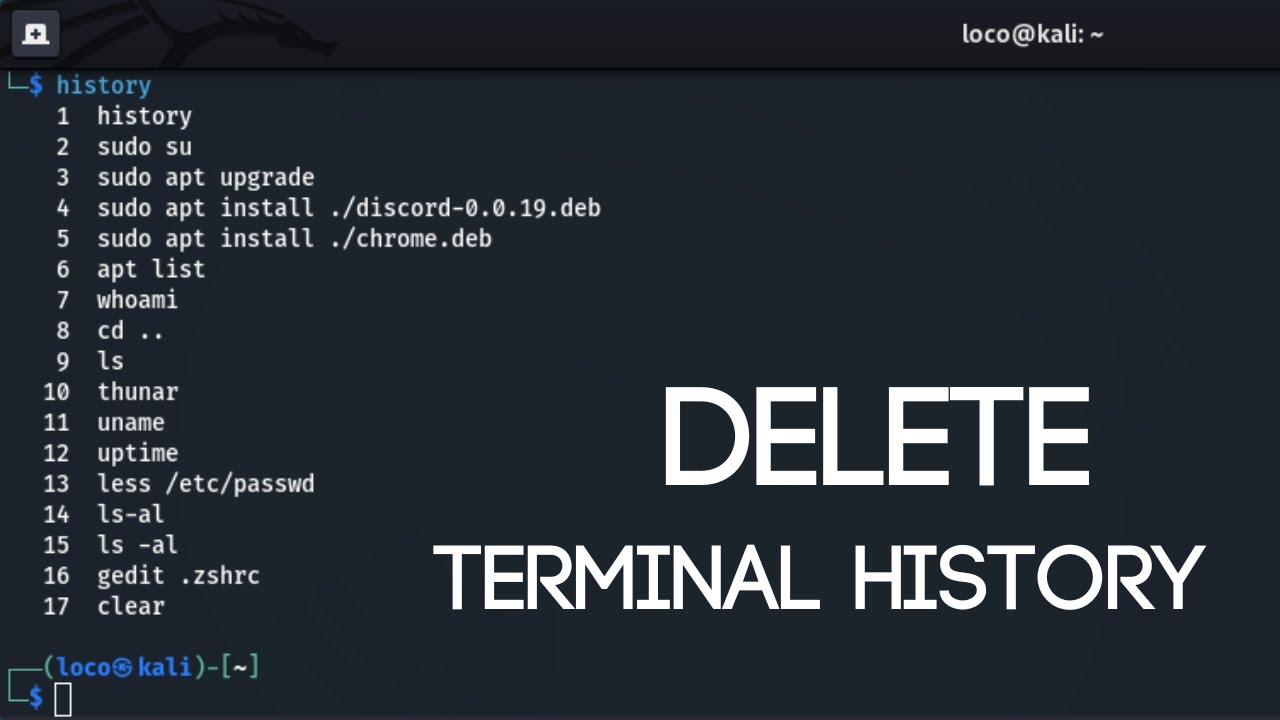 Delete Terminal History In Kali Linux YouTube Delete Terminal History In Kali Linux YouTube