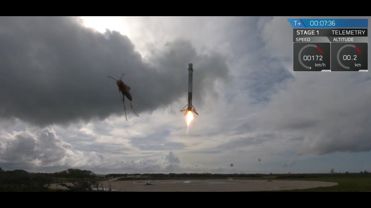 First stage landing Falcon 9 / CRS-11 - YouTube