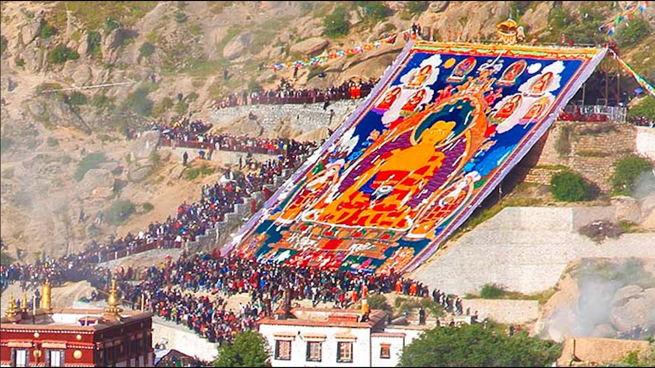 Tibetan Sunning of Buddha, Sho Dun Festival, Yogurt Festival Banquet ...