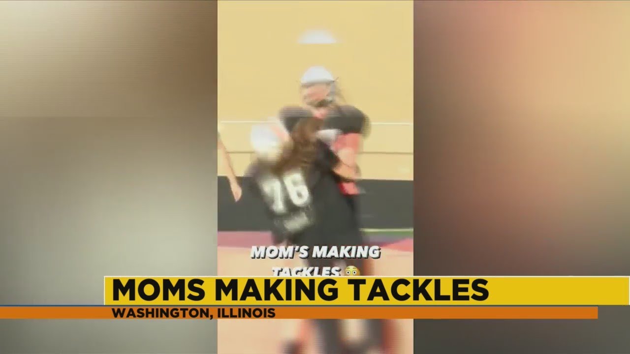 Moms tackle their sons in football practice - YouTube
