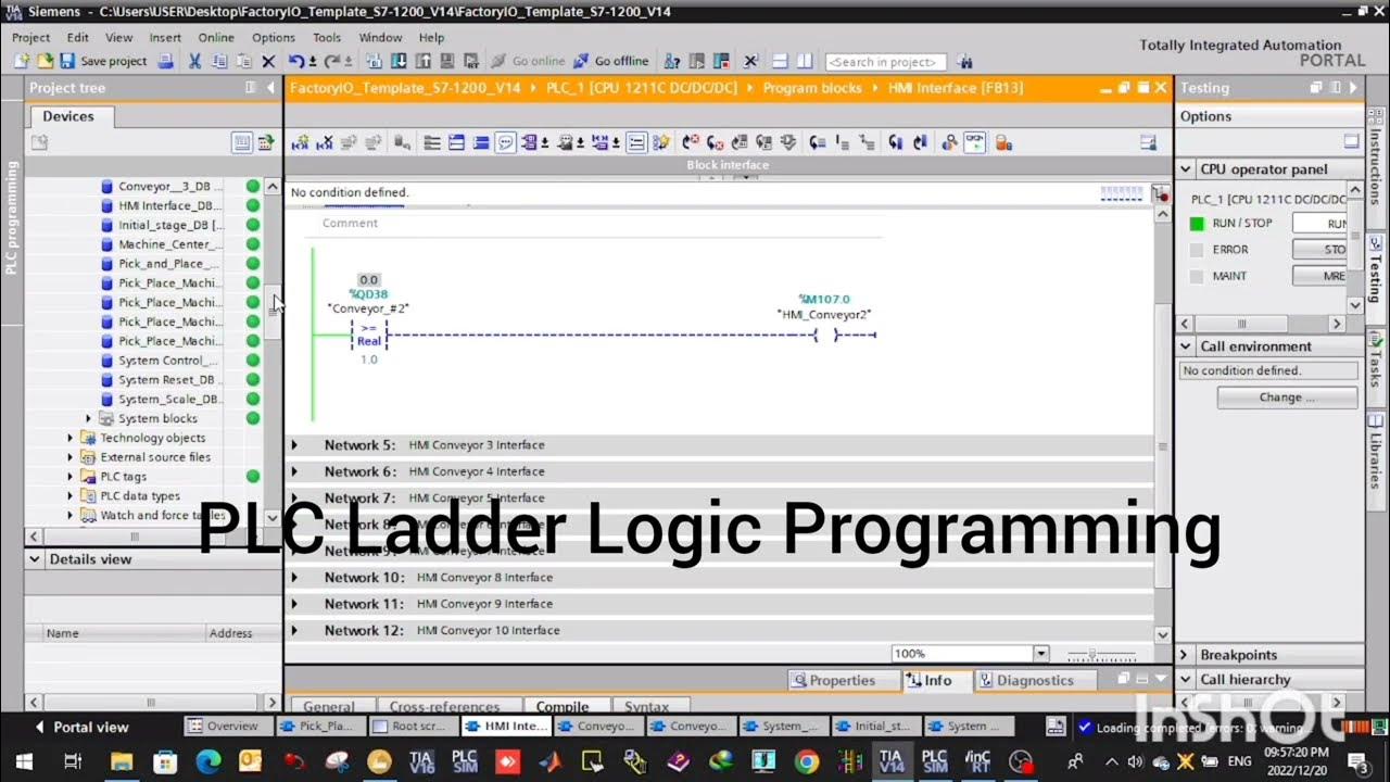 Tia Portal PLC programming and HMI Simulation with Factory io. - YouTube