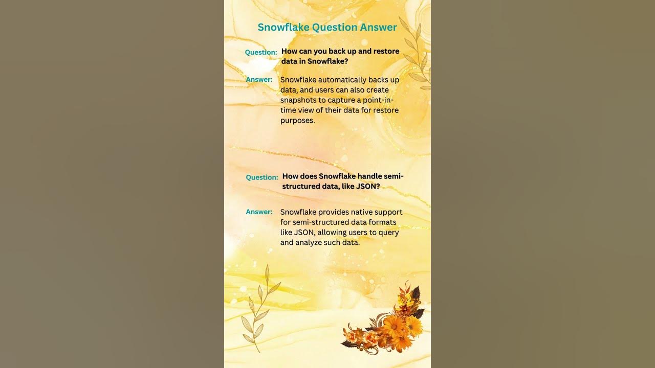Back Up And Restore Data In Snowflake Snowflakes Quiz Education Questionanswer