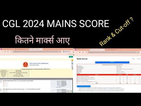 CGL 2024 mains scorecard !! Ssc cgl mains rank & cut off - YouTube