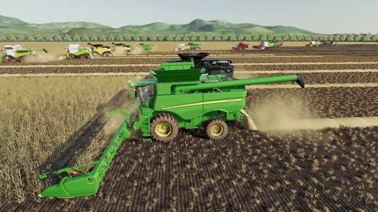 FS19 30 Combines harvesting in 1 field 30 kombájn arat 1 földön 😮 - YouTube
