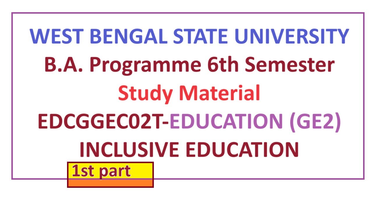 wbsu ba Programme 6th Semester EDUCATION ge 2 study material pdf - YouTube