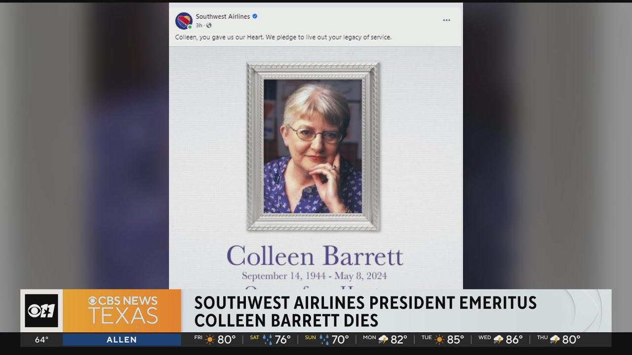 Southwest Airlines President Emeritus Colleen Barrett dies - YouTube