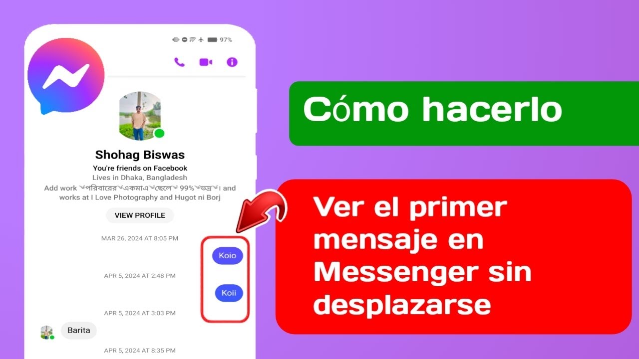 Cómo ver el primer mensaje en Messenger sin desplazarse | (Método ...