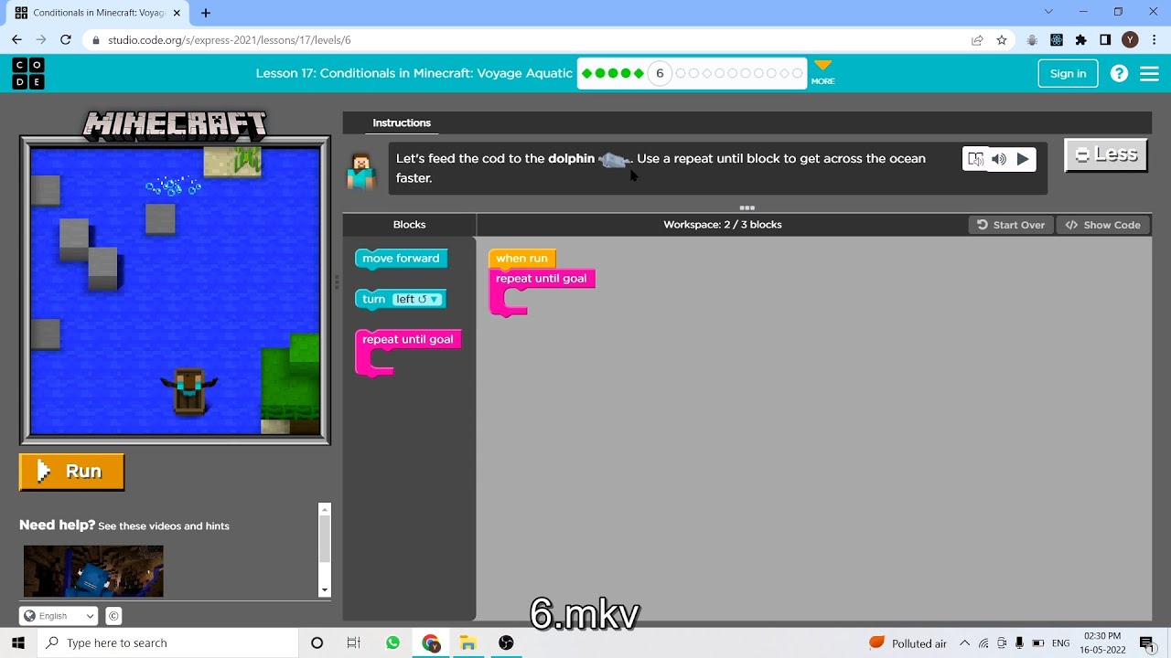 L17-6 |Code.org | Express-2021 | Lesson 17: Minecraft: Voyage Aquatic ...