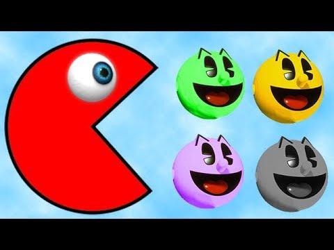 Learn Colors with PACMAN 3D Balls Balloons for Kids - YouTube
