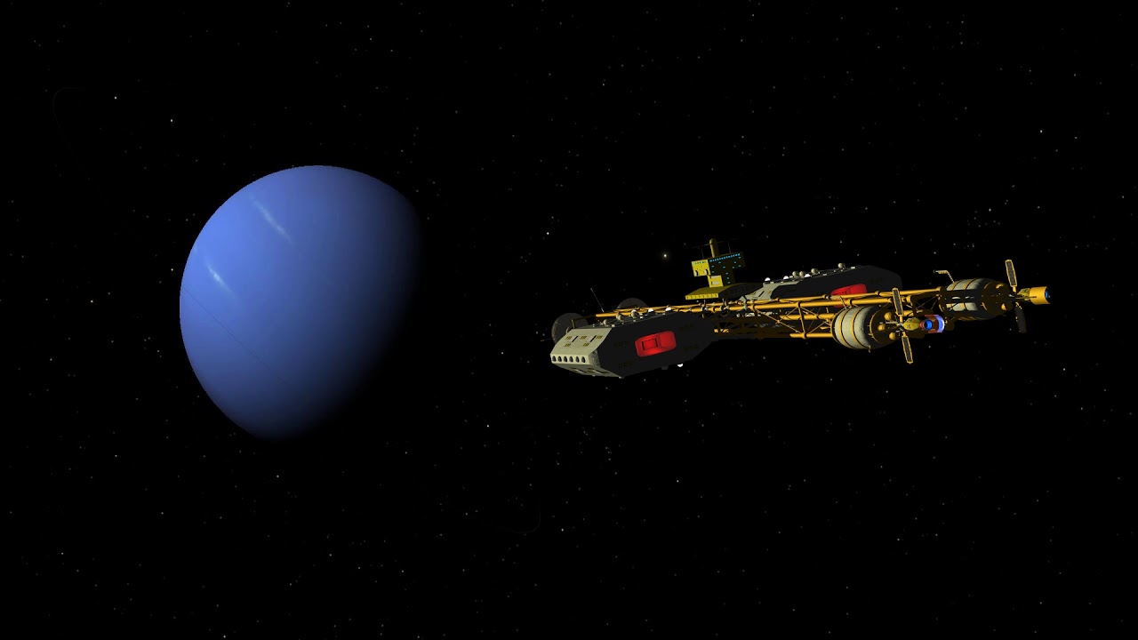 Spaceship Stock Footage Deep space heavy freighter Altair at Neptune ...
