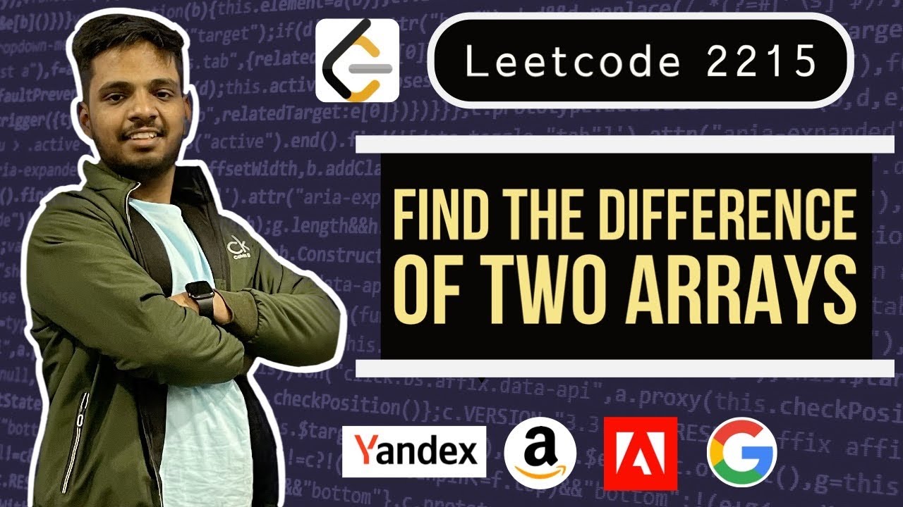 Find The Difference Of Two Arrays Leetcode 2215 Amazon Adobe 7423