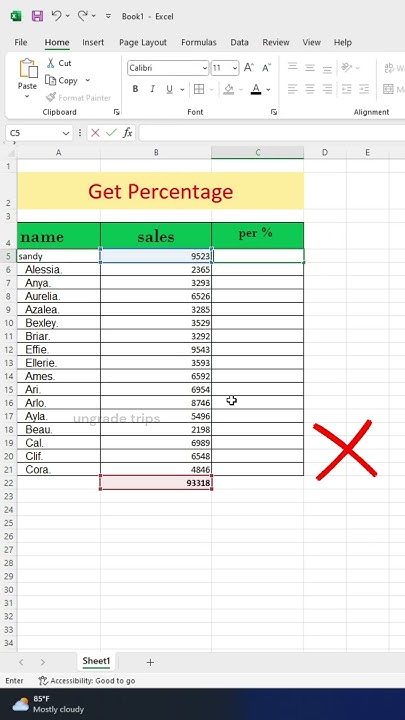 how to total percentage in excel #shorts #excel #exceltips - YouTube