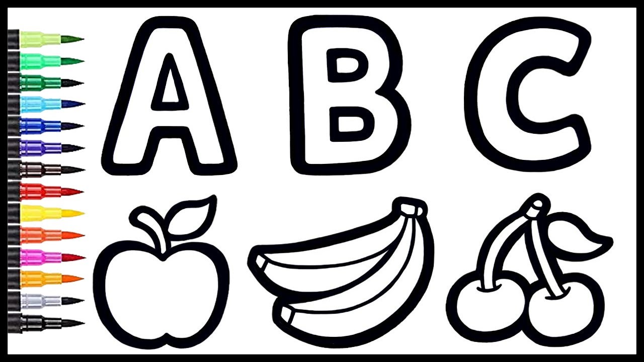 ABC Fruits Coloring Page and Painting for Kids & Toddlers | Let's Do It ...