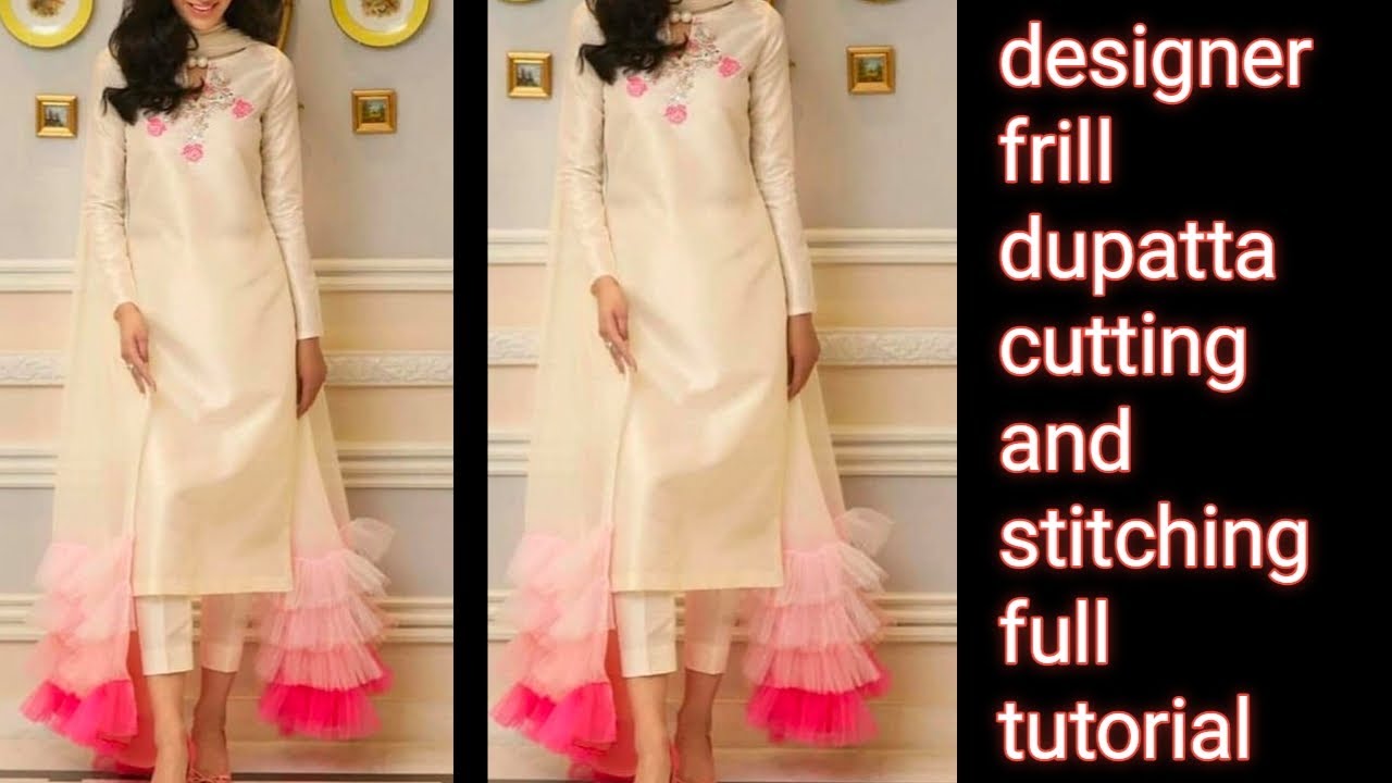 frill dupatta/ruffel dupatta cutting and stitching|| trending frill ...