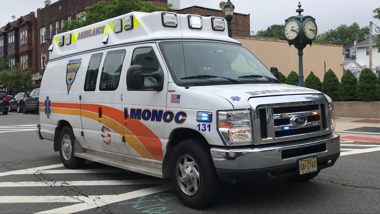 MONOC EMS AMBULANCE RESPONDING ON KEANRY AVENUE IN KEARNY, NEW JERSEY ...