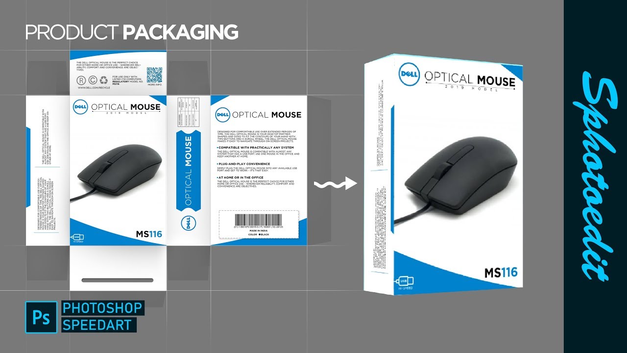product packaging_Dell Mouse speedart _adobe Photoshop | photoshop tutorial_sphotoedit - YouTube