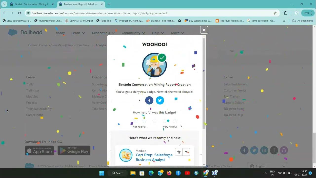 Einstein Conversation Mining Report Creation Salesforce Trailhead Youtube