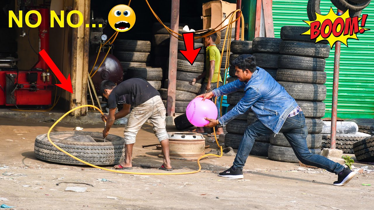 Balloon Blast Prank || Best Tyre Puncture Prank with Popping Balloons ...