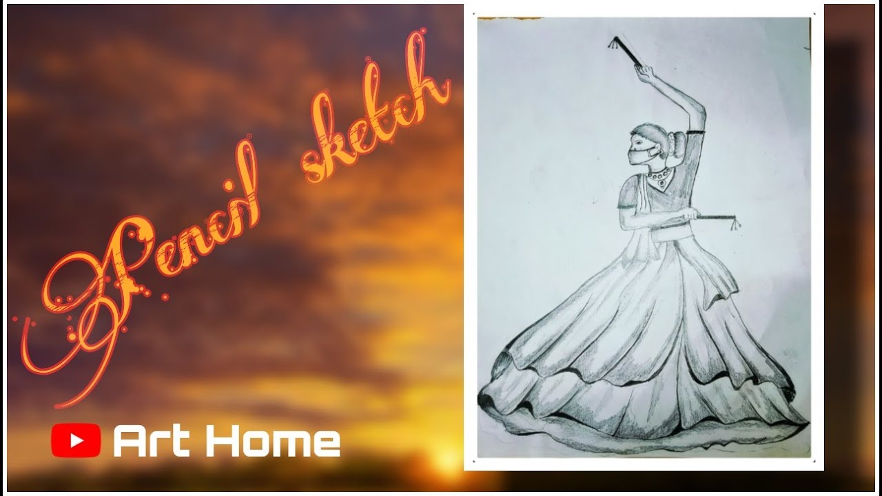 Pencil sketch Dandiya Folk Dance | Hutum School | Farjana Drawing ...