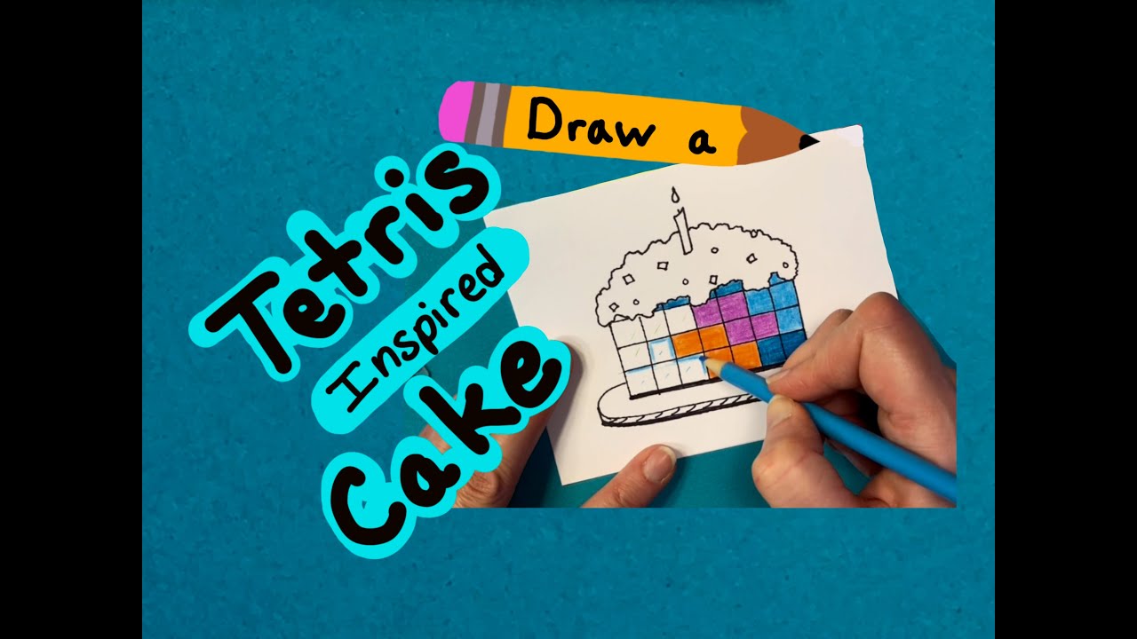 How to Draw a BIRTHDAY CARD inspired by Tetris. Easy Doodle Greeting ...
