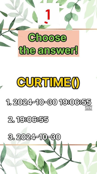 Sql Master Curtime Curtime Quiz Coding Master Mysql Oracle Coder Db Youtube 