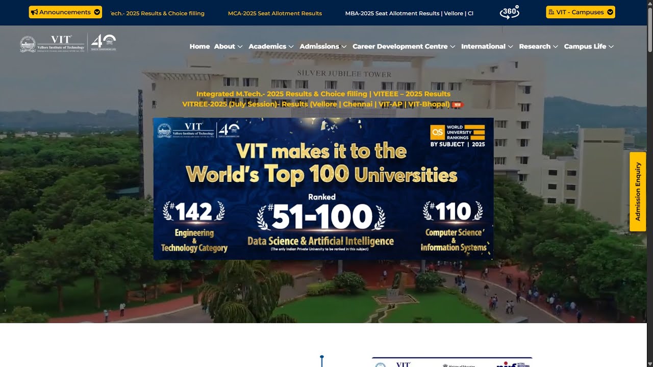 Admission Fee Payment at VIT for MCA 2025-26 || VIT Chennai - YouTube