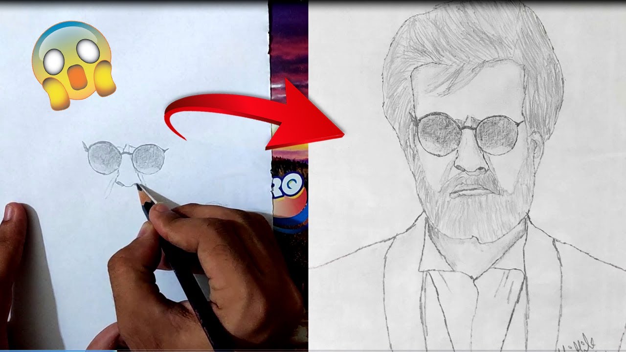 How To Draw Rajinikanth | Drawing | Sketch - YouTube