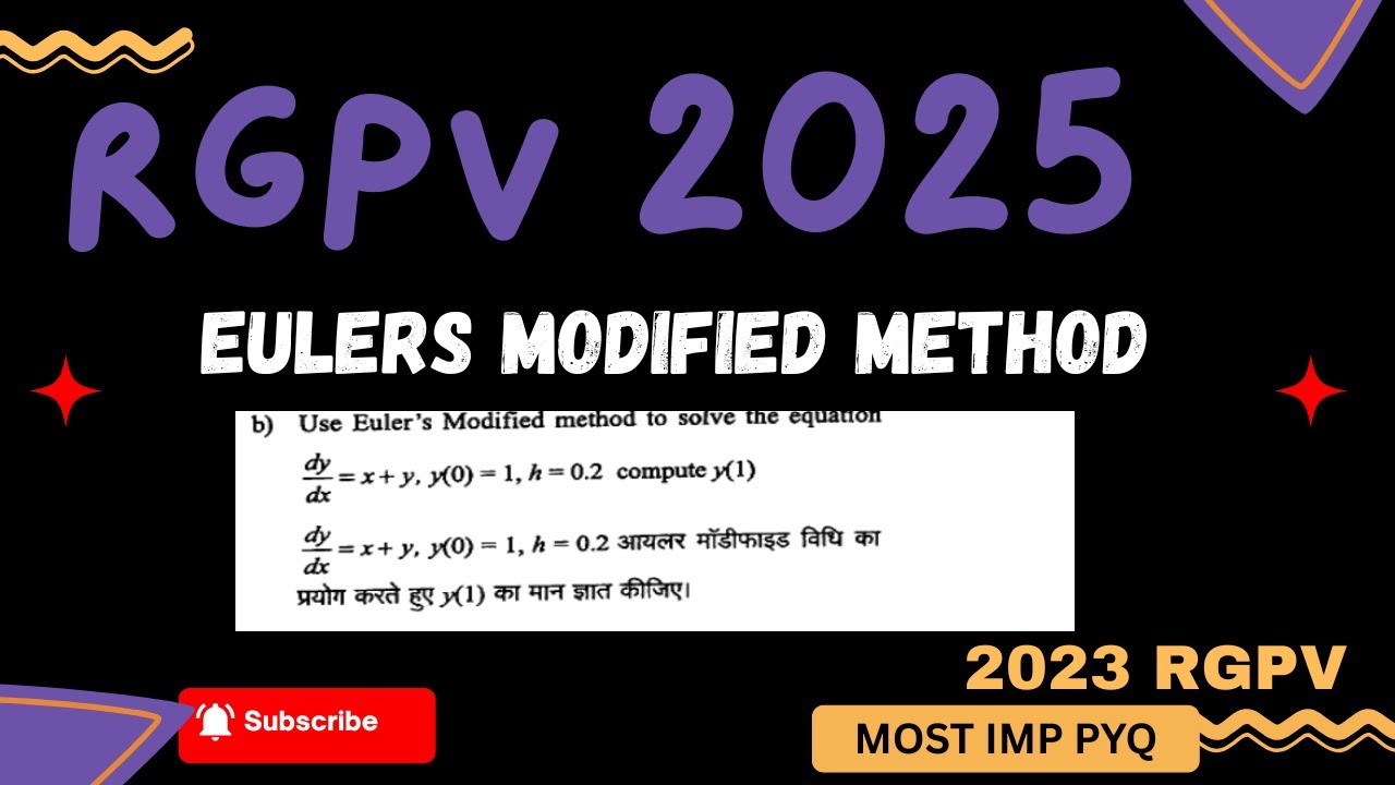 M3 RGPV | Modified Euler’s Method Explained Step by Step| RGPV PYQ |IMP FOR RGPV| EULERS METHOD ...