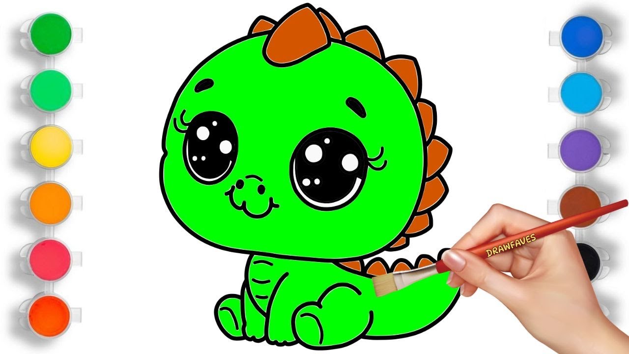 How to Draw a Cute Dinosaur Step by Step | Dinosaur Drawing Tutorial ...