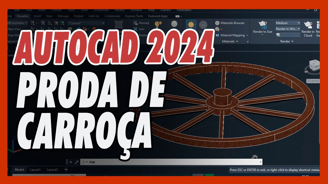 AutoCAD 2024 - Roda de carroça 3d - YouTube
