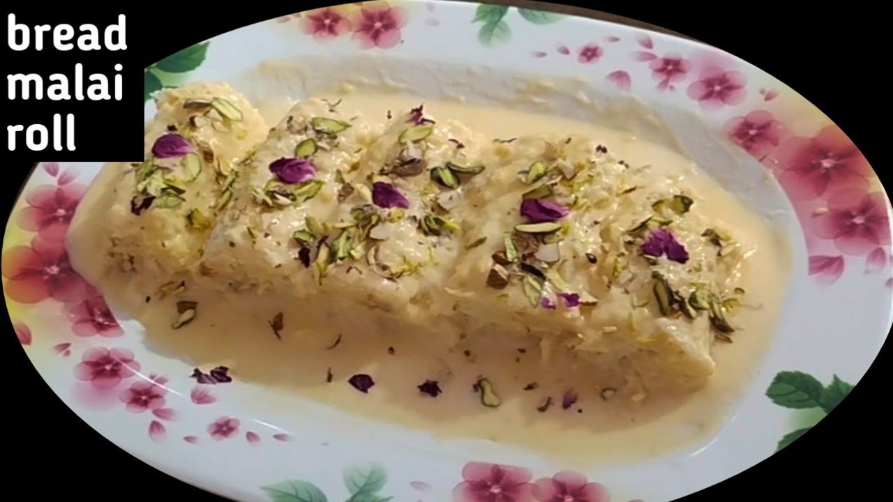 ब्रेड मलाई रोल रेसिपी l Easy bread malai roll recipe, custard bread ...