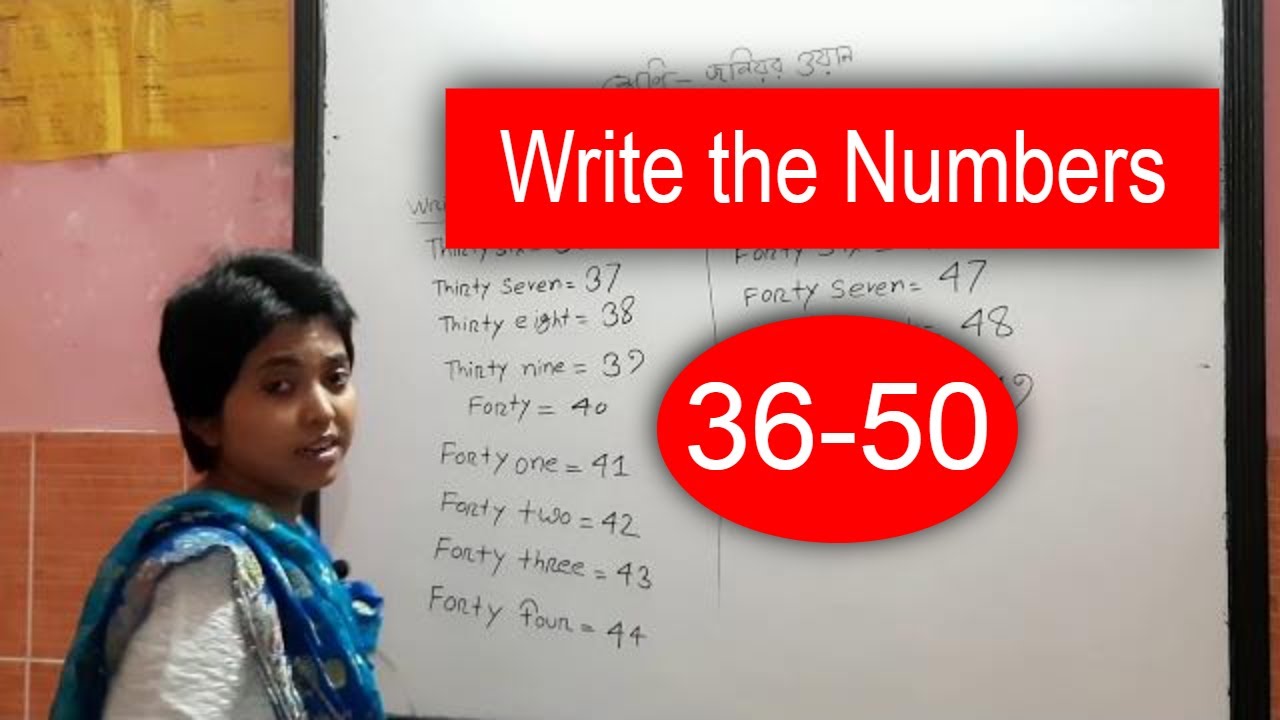 Write The Numbers 36-50 | Mathematics | Junior 1 - YouTube