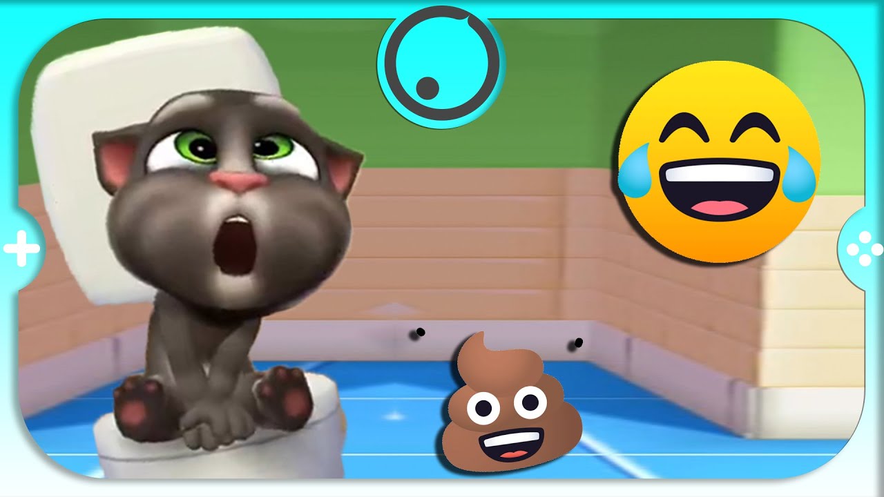 The Poop Emoji in Bathroom My Talking Tom 2 | Bamoji Boy - YouTube