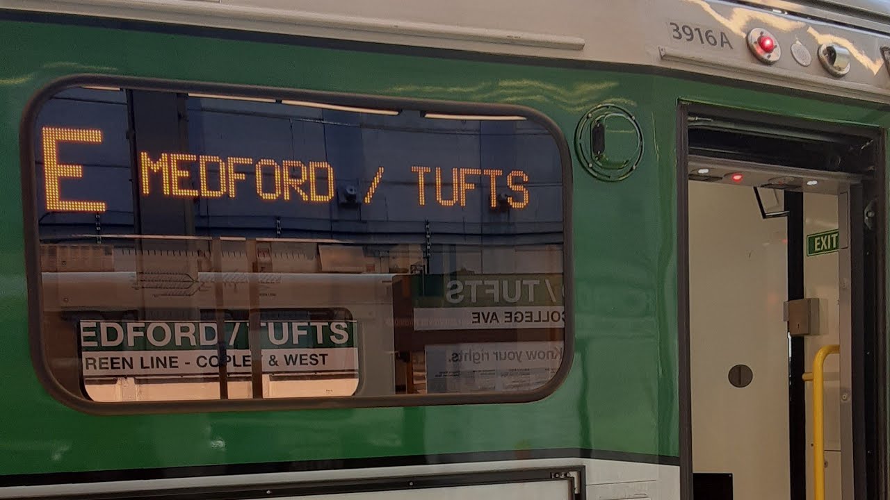 MBTA Green Line CAF Type 9 GLX E Branch North Station to Medford/Tufts ...