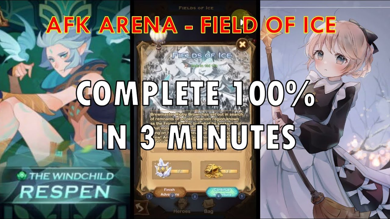 [AFK] FIELD OF ICE 100% GUIDE COMPLETE IN 3 MINUTES - AFK ARENA - YouTube