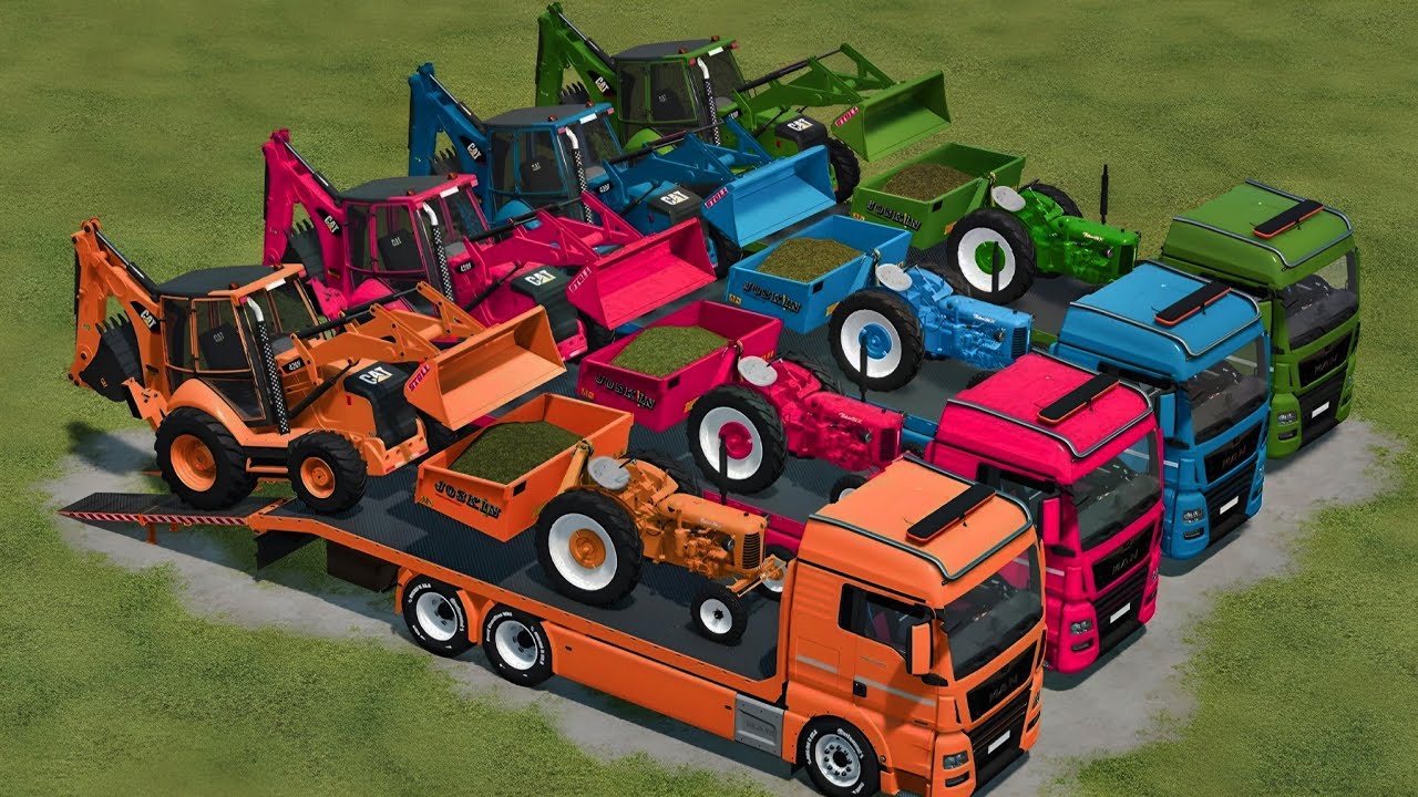 LOADER OF COLORS!TRACTORTING CAT BACKHOE LOADERS IN FARMING SIMULATOR ...