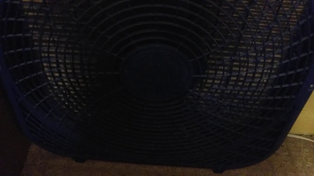 Blue Lasko box fan. - YouTube
