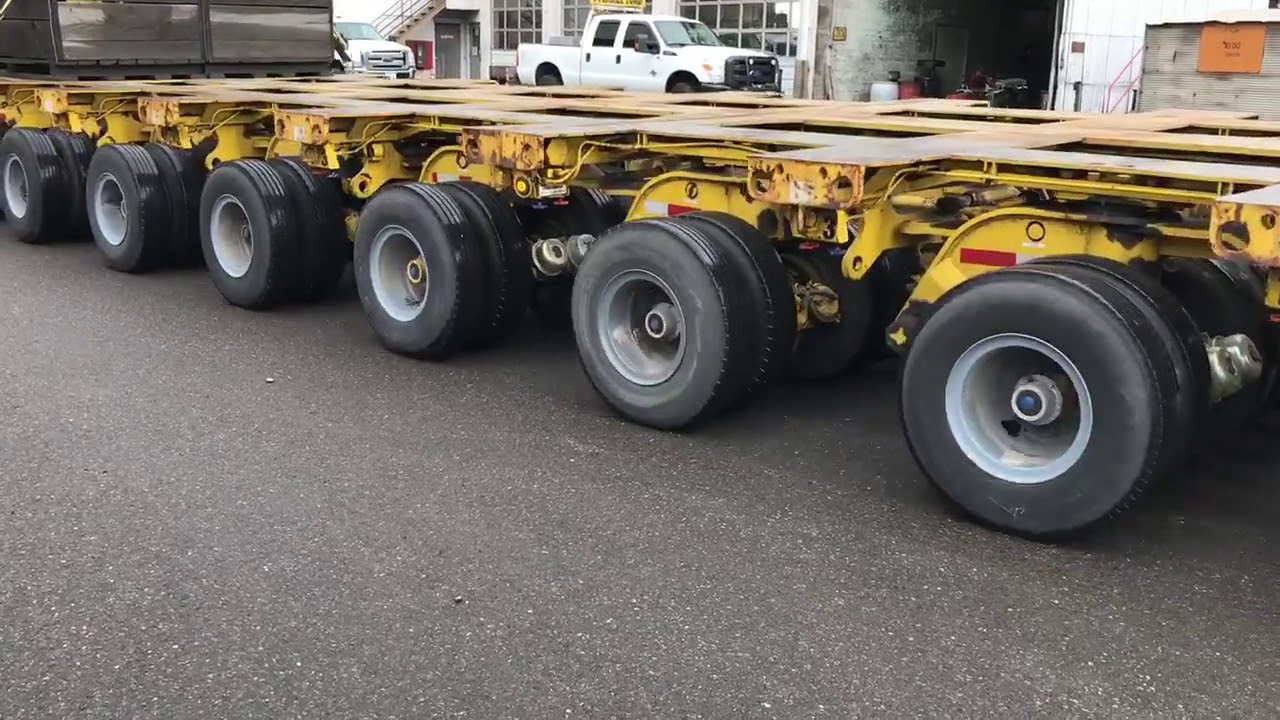 Multi-Axle Self-Steering Lowboy - YouTube