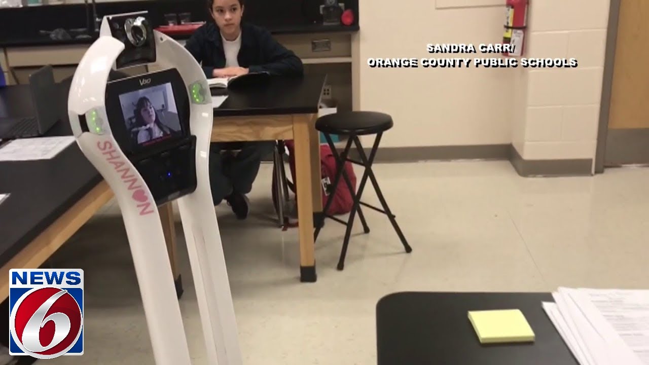 Orange County student uses robot to attend classes - YouTube