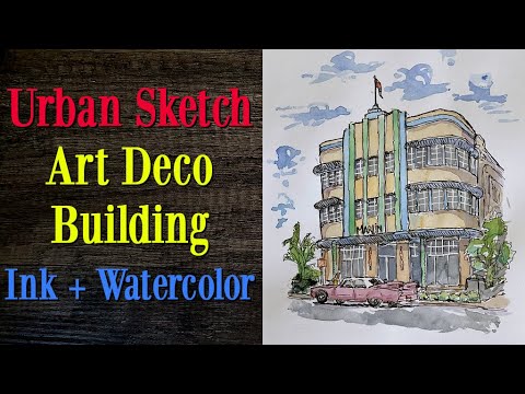 How to sketch an Art Deco Style Building. Urban Sketch Demo. Urban ...
